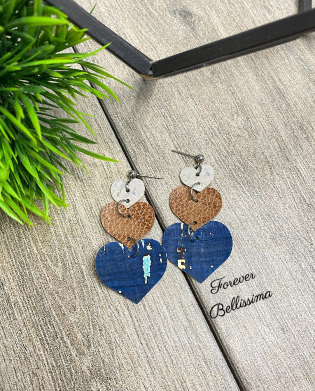 Heart Trio Earrings Stacked Heart Earrings Country - Etsy