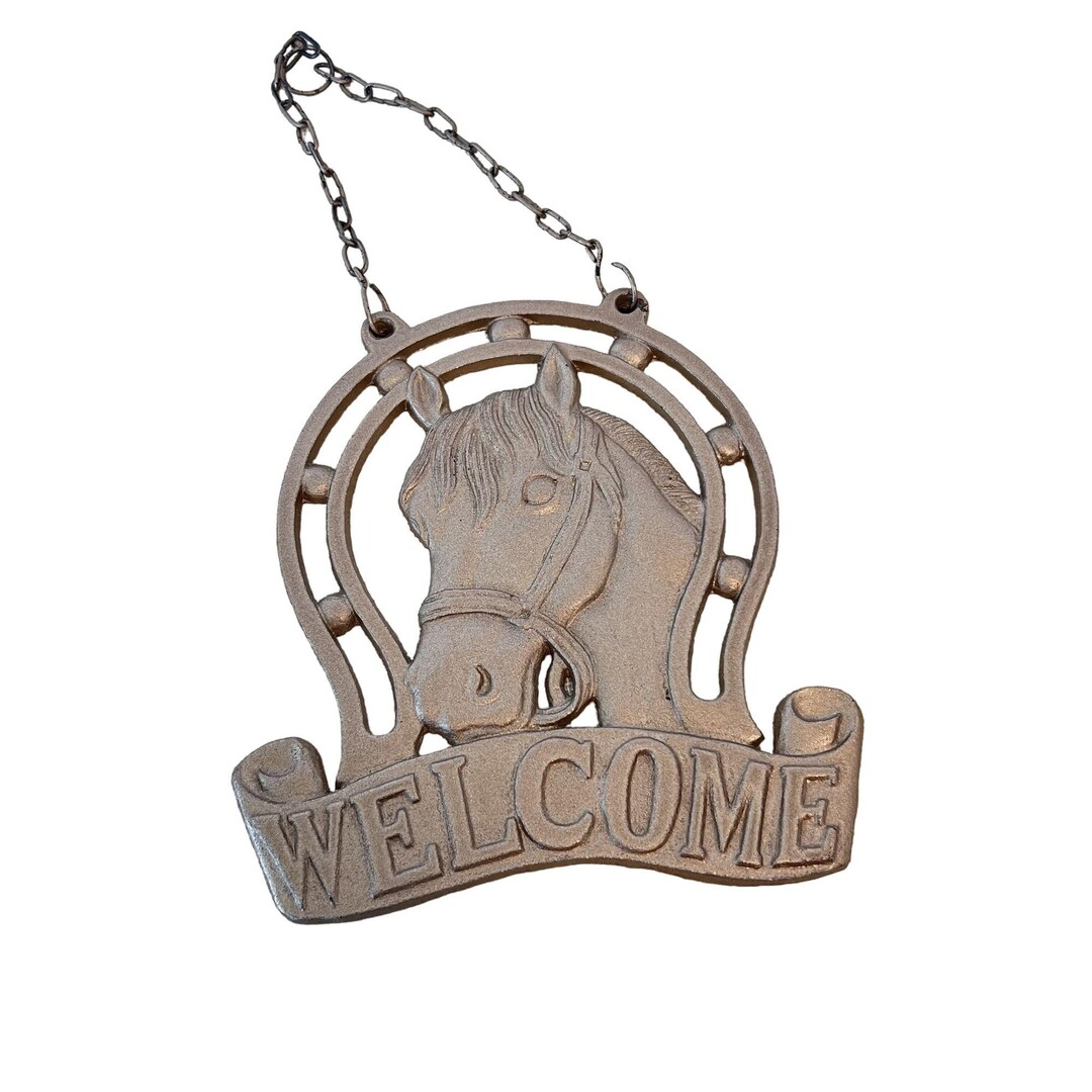 Classic Vintage Style Cast Iron Horse Welcome Sign, Home, Garden ...