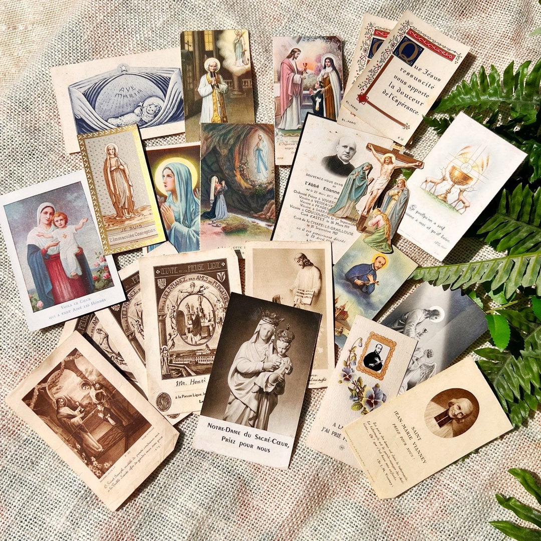 24 Pieces of 1930's Vintage French Catholic Religious Paper Ephemera ...
