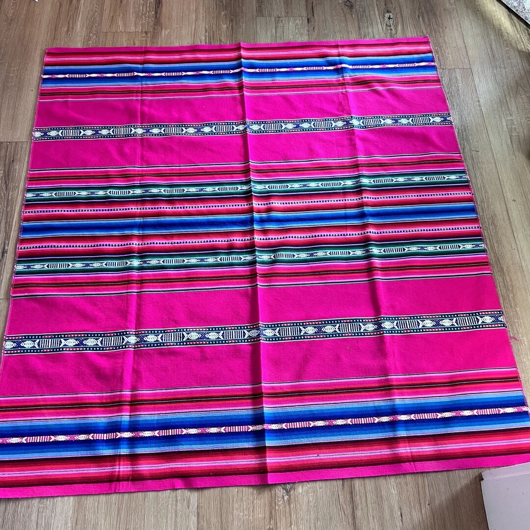 Boho Aguayo Bolivian Peruvian Fabric Striped Woven Textile Blanket ...