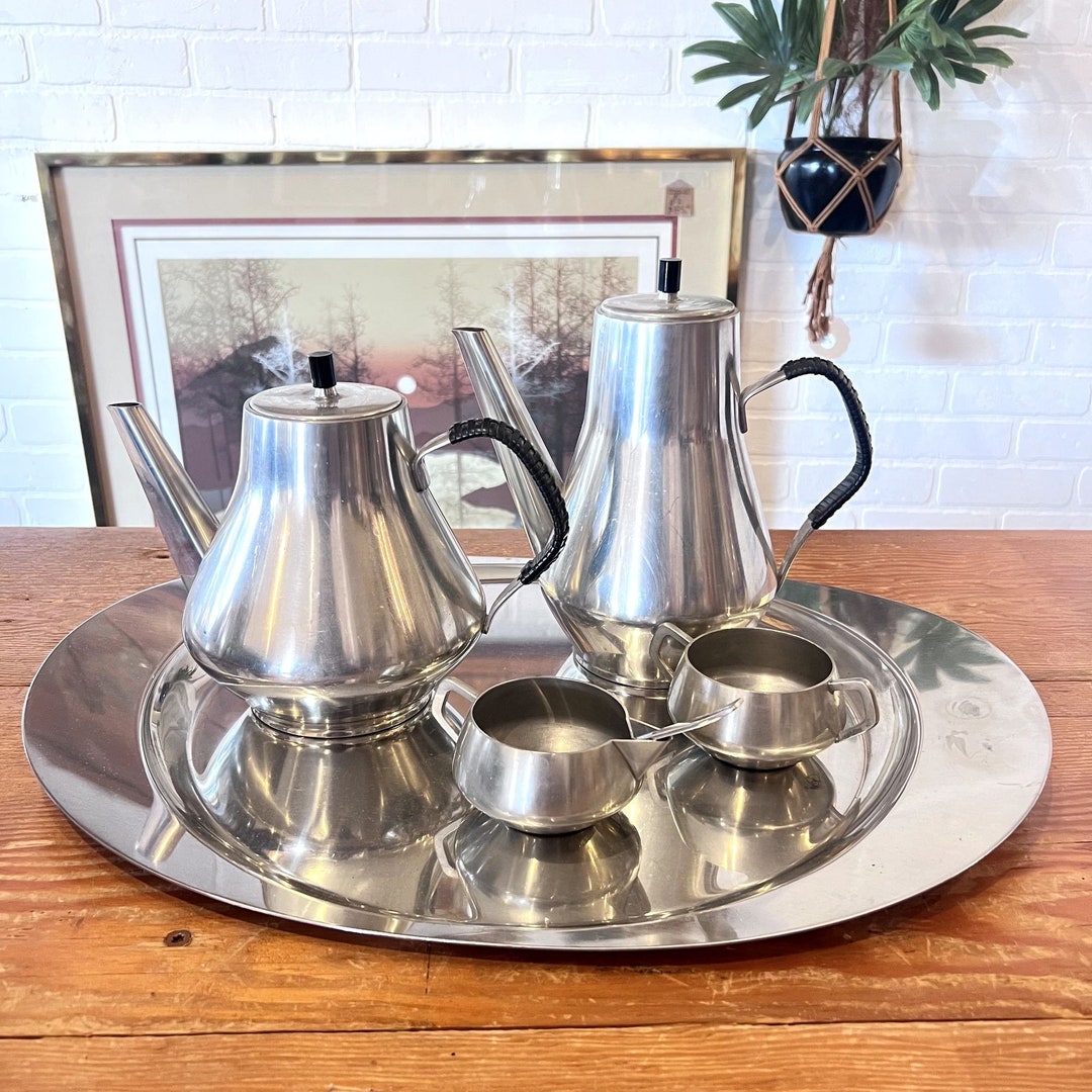 Vintage MCM Brodrene Mylius Pewter Coffee Tea Pot Set BM Norway ...