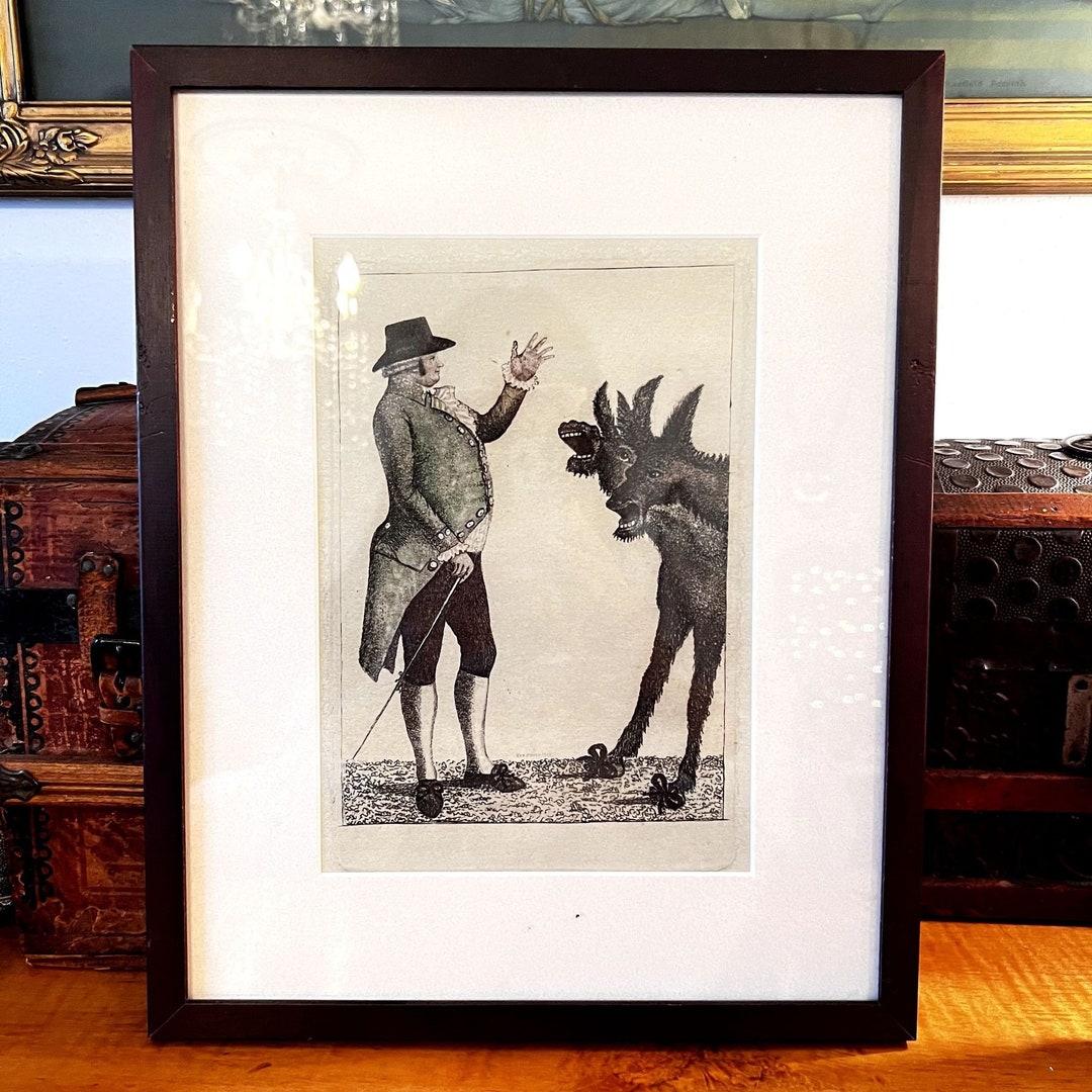 Framed Black and White John Kay Scottish / English Gentleman Caricature ...