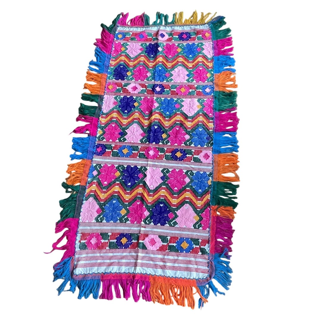 Handmade Indigenous Folk Art Textile With Vibrant Multicolor Pattern ...