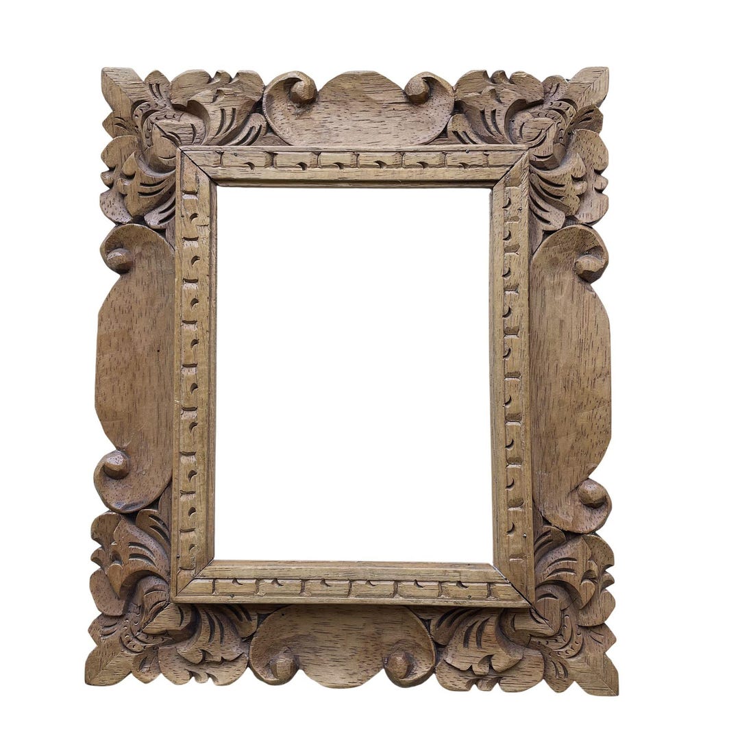 Unique Hand Carved Wooden Picture Frame/mirror With Intricate Floral ...
