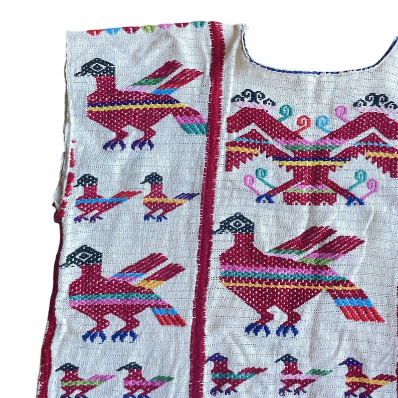 Vintage Handwoven Chinantec Oaxaca Huipil Tunic With Bird Motif ...