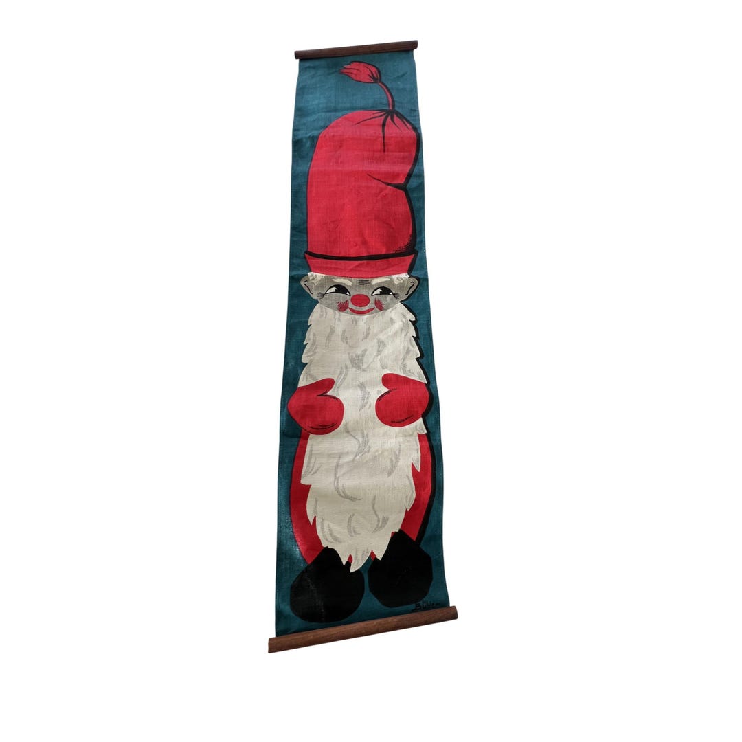 Vintage Christmas Linen Swedish Santa Wall Hanging by Bühler ...