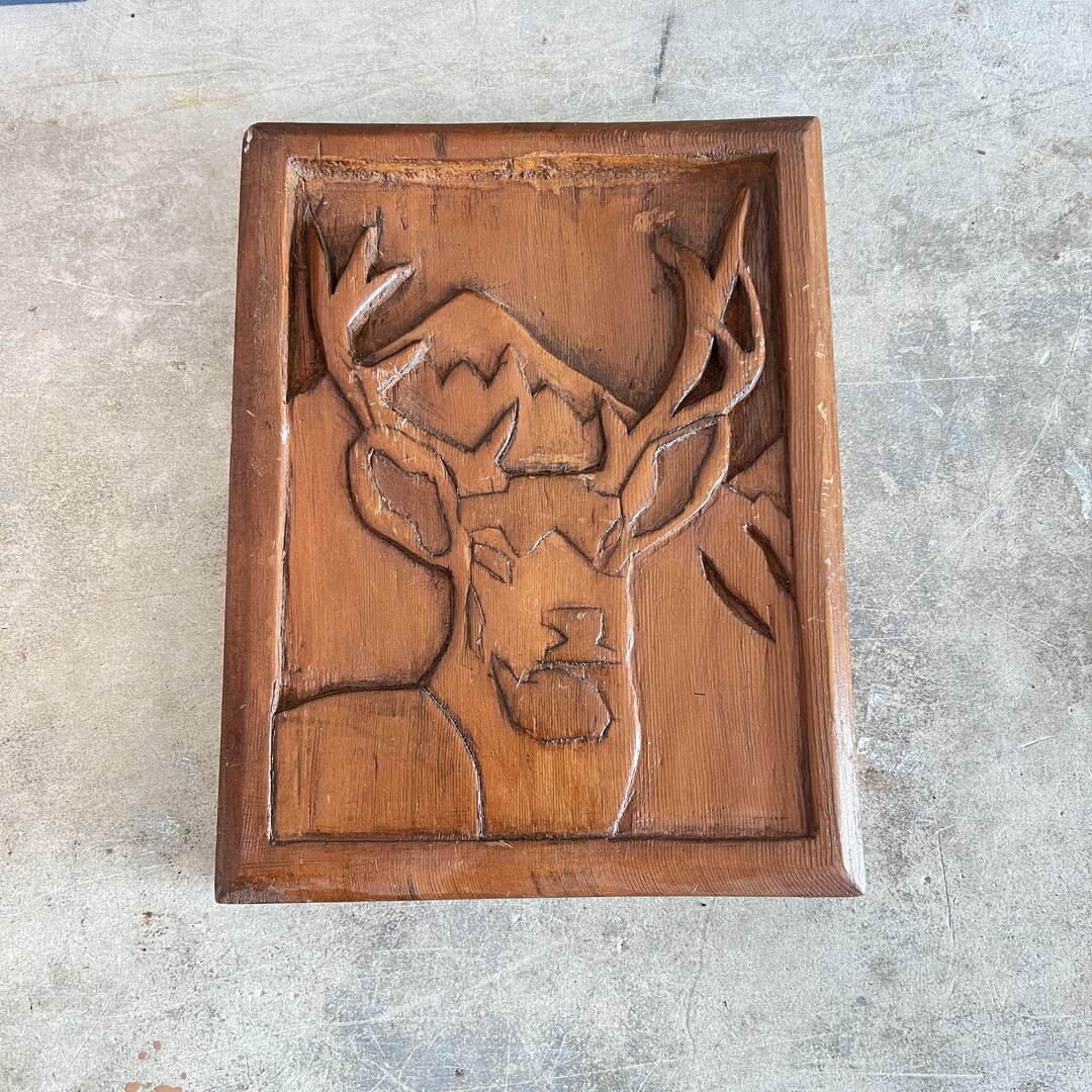 Hand-carved Wooden Deer Wall Art Rustic Home Decor 12"x9" - Etsy