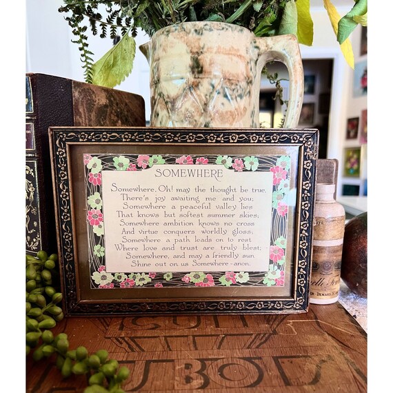 Vintage 1940's Antique Framed Poem With Floral Border / - Etsy