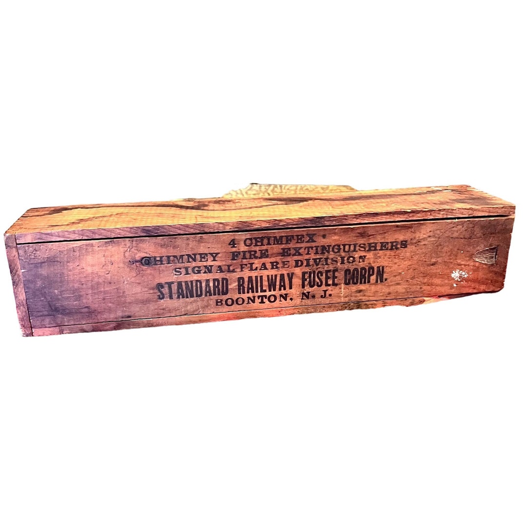 Antique Wood Fire Extinguisher Box Standard Railway Fusee Co, Boontown ...