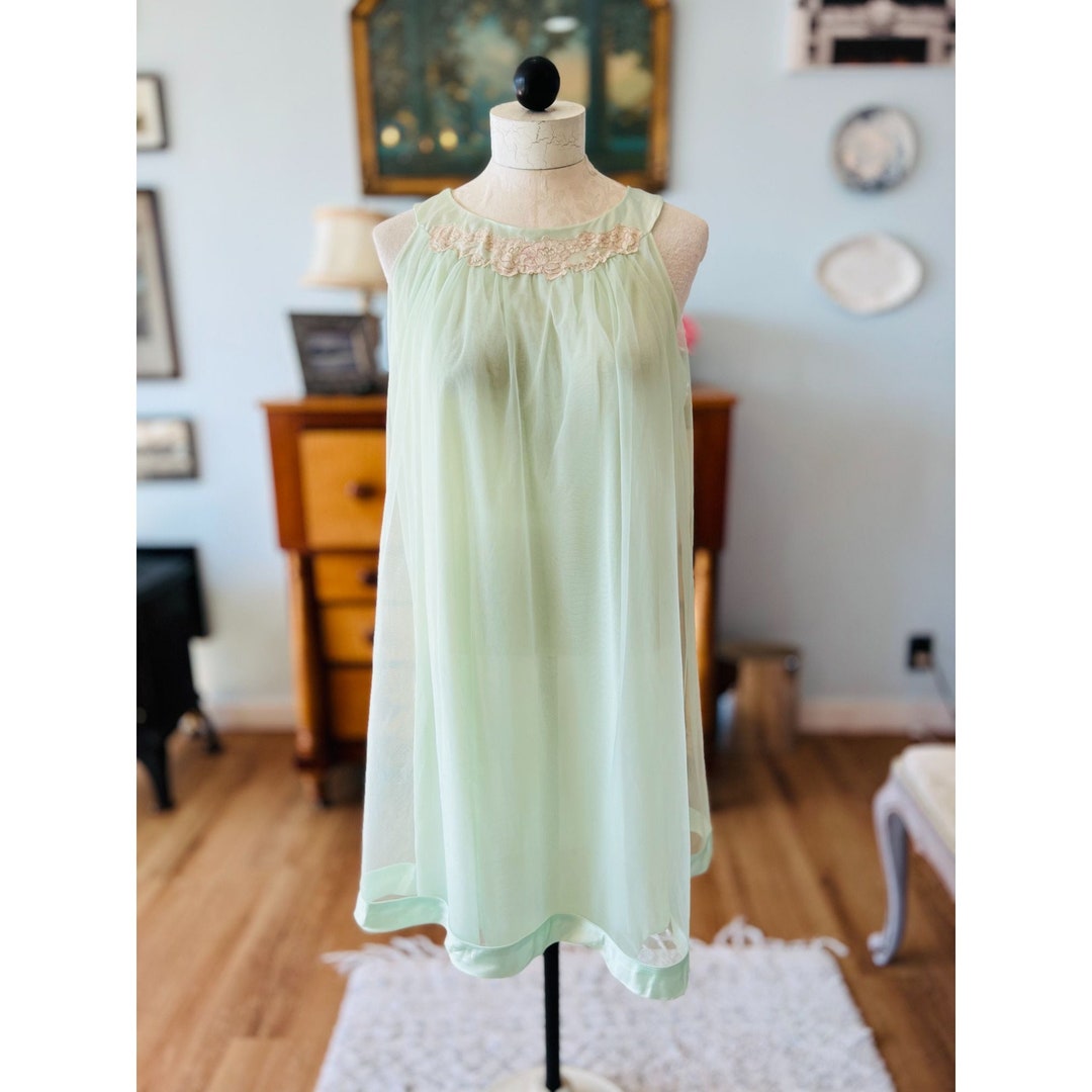 Small Vintage Small Seafoam Green Babydoll Nightie Nightgown - Etsy