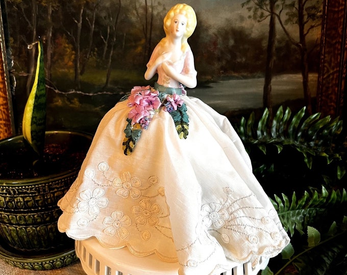1940’s Dresser Table / Vanity Porcelain Half Doll Pin Cushion - Etsy