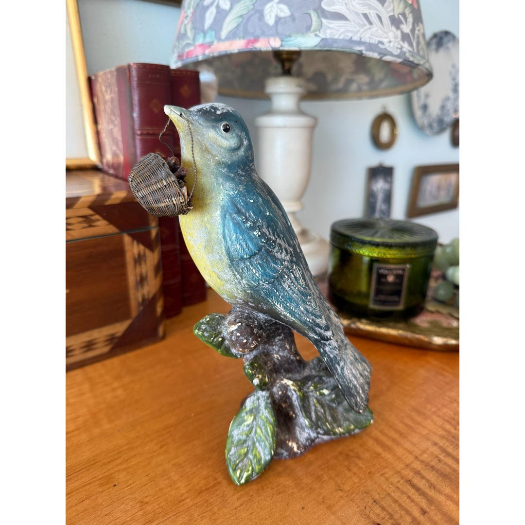Hand-painted Katherines Collection Bluebird Chalkware Figurine Holding ...