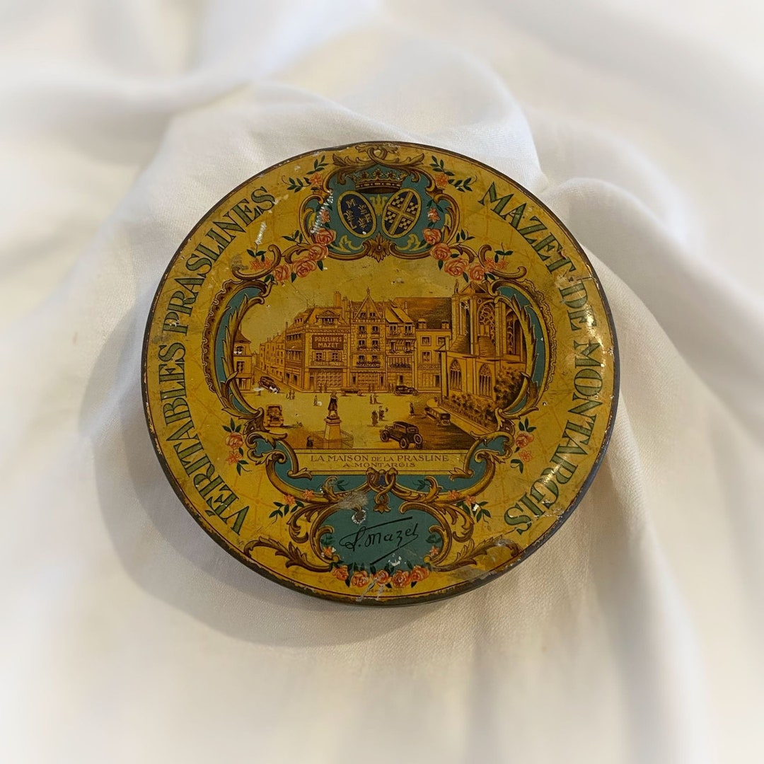 Vintage French / Round Candy Tin / Praslines Mazet De Montargis / 6in ...