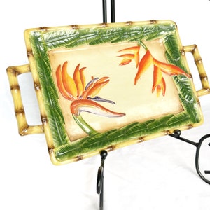Tropical Tiki Pacific Rim Hawaiian Bamboo Bird of Paradise Hand Painted ...