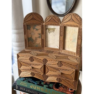 Rare Large Vintage Prison, Folk, Tramp Art Matchstick Jewelry Vanity ...