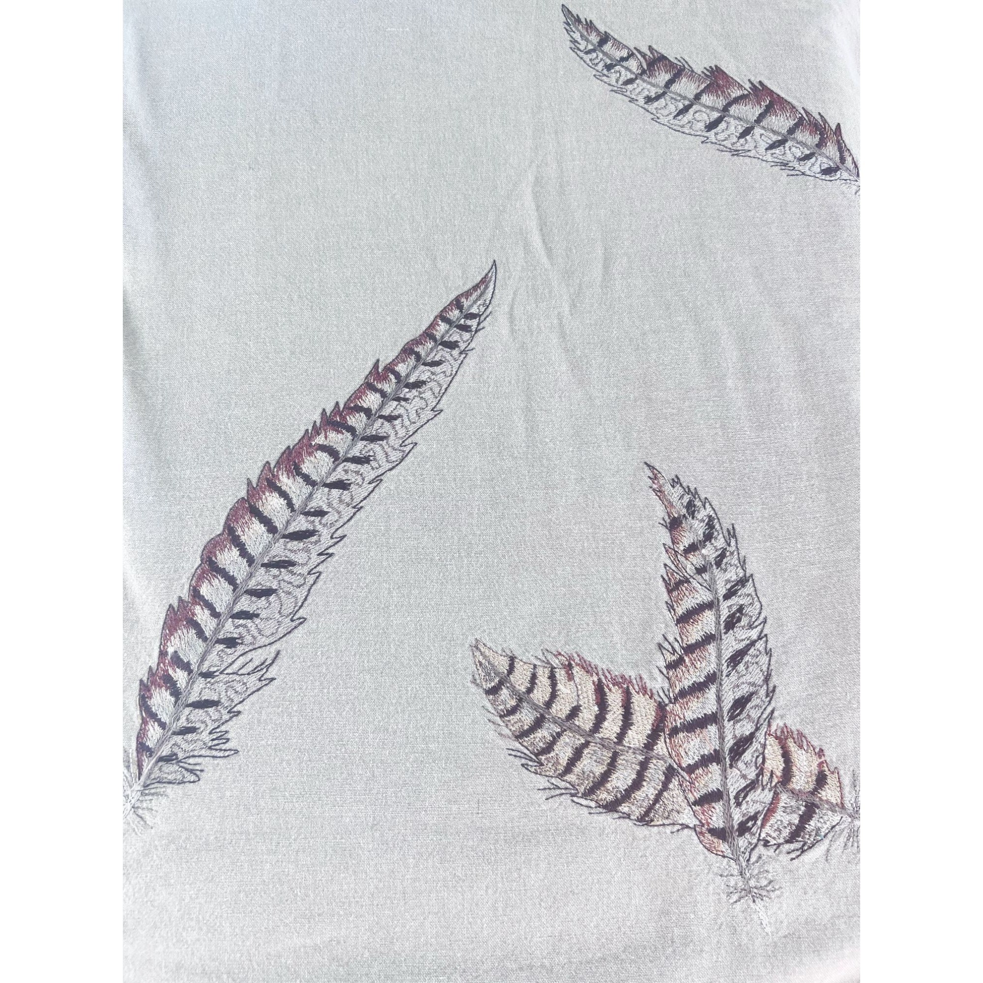 Pottery Barn Long Beige Linen Fall Feathers Organic Autumnal Style ...