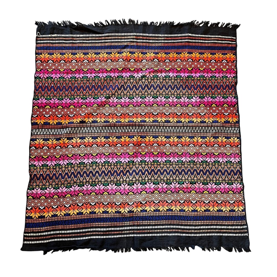 Handwoven Guatemalan Folk Art Textile W/ Vibrant Geometric Patterns ...