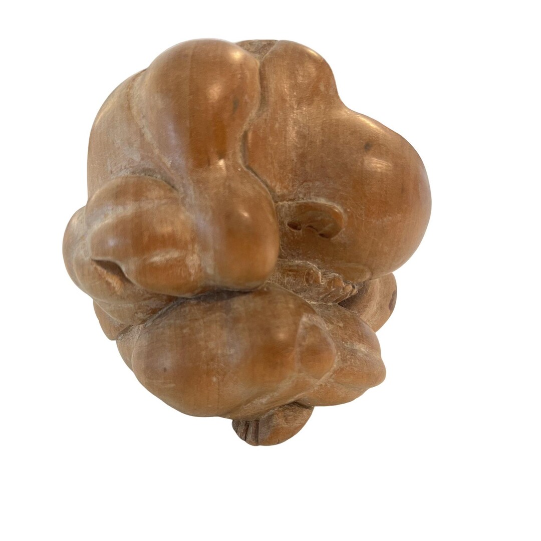 Vintage Weeping Buddha Wooden Sculpture Hand-carved 5" Meditation ...