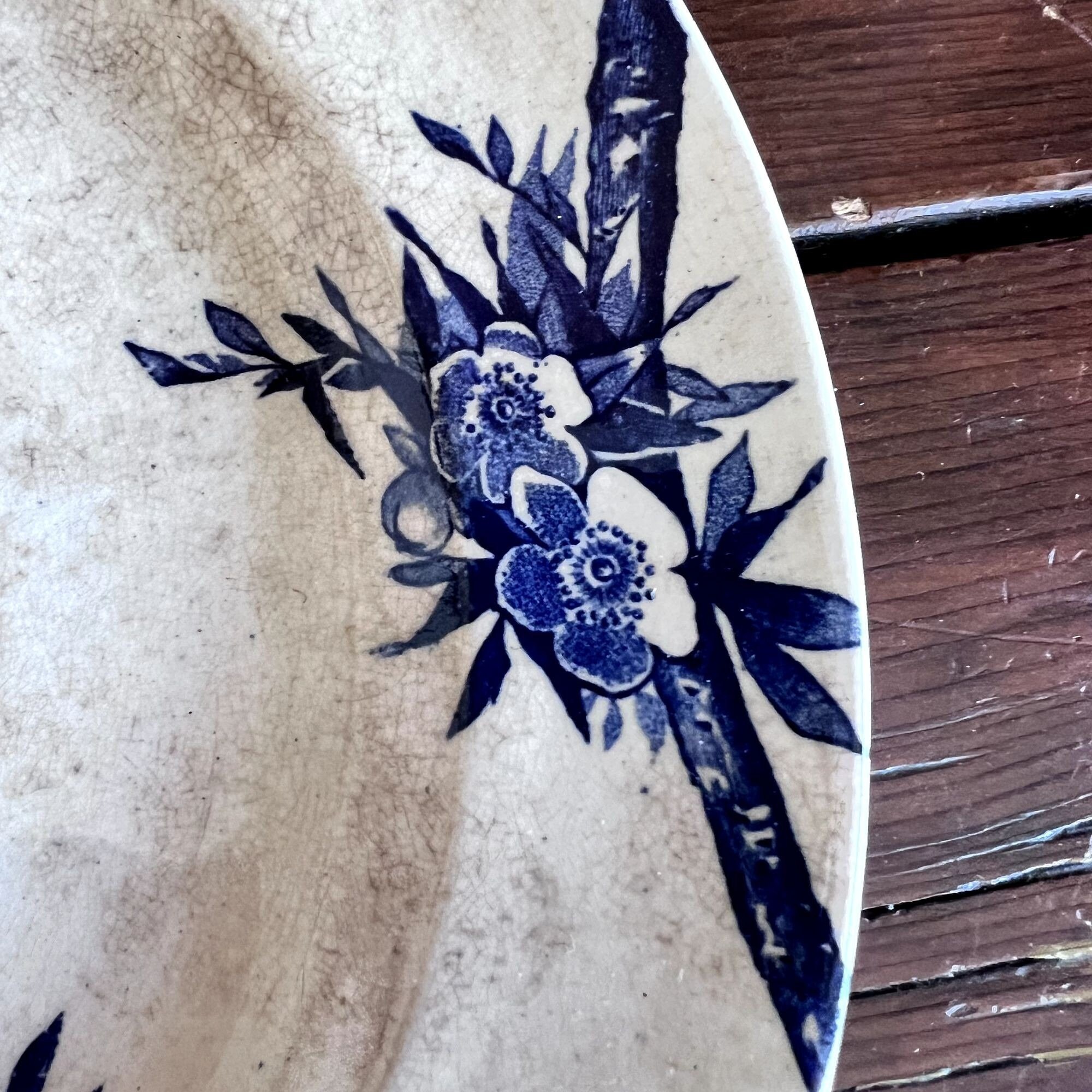 RARE Antique First Period Blue Transferware Stamp Irish Belleek Ceramic ...