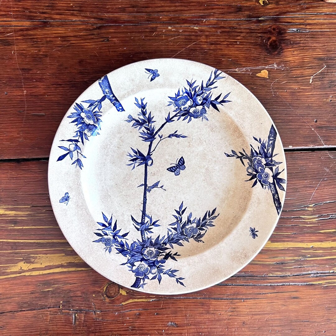 RARE Antique First Period Blue Transferware Stamp Irish Belleek Ceramic ...