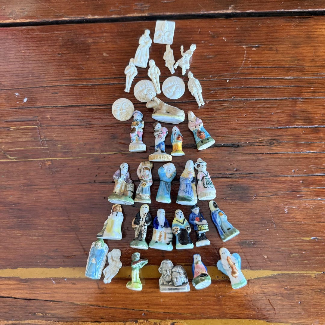 Vintage French Feves Set of 32 Miniature Porcelain & Resin Figurines ...