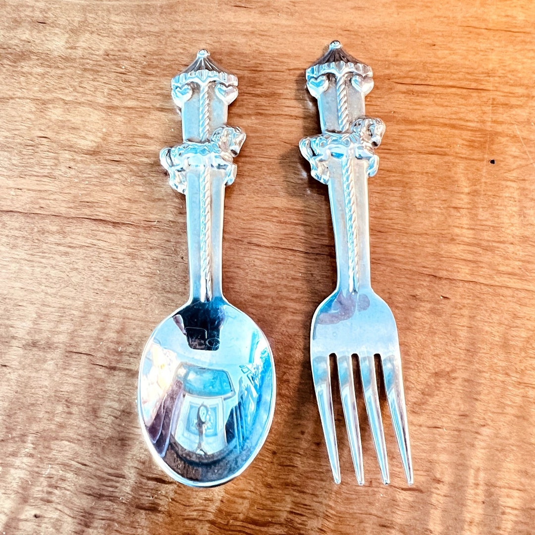 Vintage Lenox Baby Jewel Collection Child Fork and Spoon Carousel Horse ...