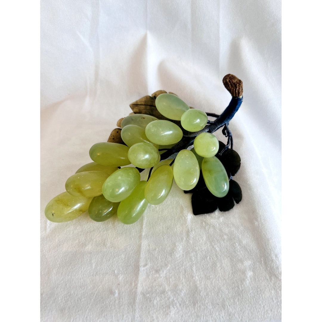 Vintage Italian Alabaster Marble Stone Jade Green Grape Cluster With ...