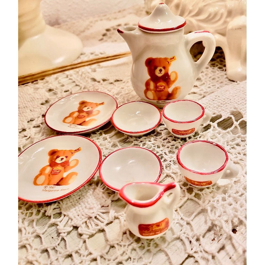 1988 Steiff Child Size Bear Tea Set Margarete Steiff 1909 Replica Set ...