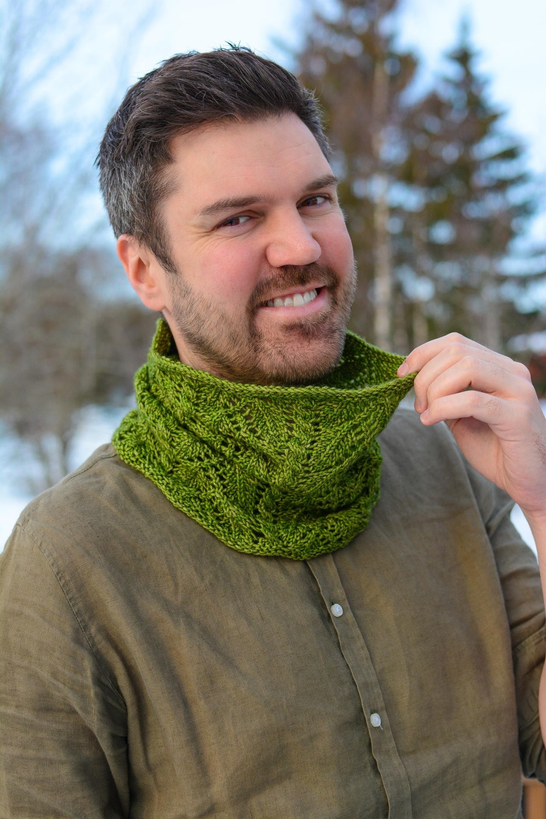 Spring Leaf Cowl - PDF Knitting Pattern Digital Download (ENG/SWE) - Etsy