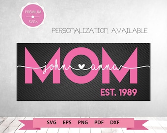 Mom with kids names svg | Etsy