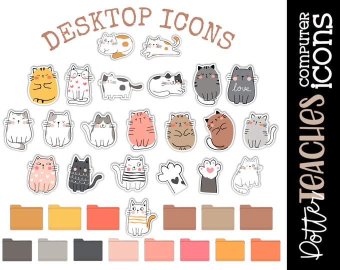 Cat Pack Computer Icons 130-164 Cat, Cats, Folder, Mac & PC, Goodnotes ...