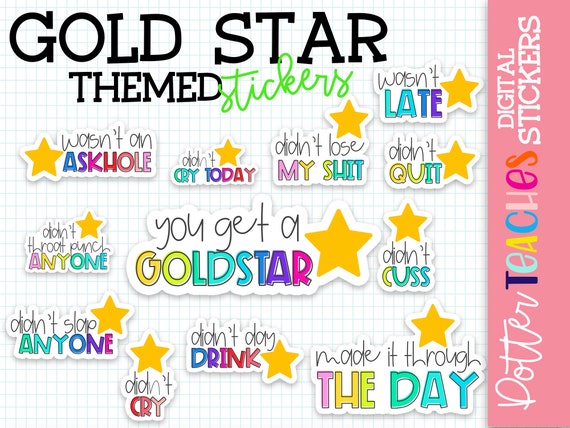 Digital Stickers Gold Star Stickers Goodnotes Google - Etsy