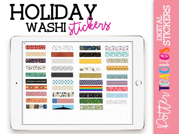 Digital Planner Holiday Washi Tape Stickers Goodnotes | Etsy