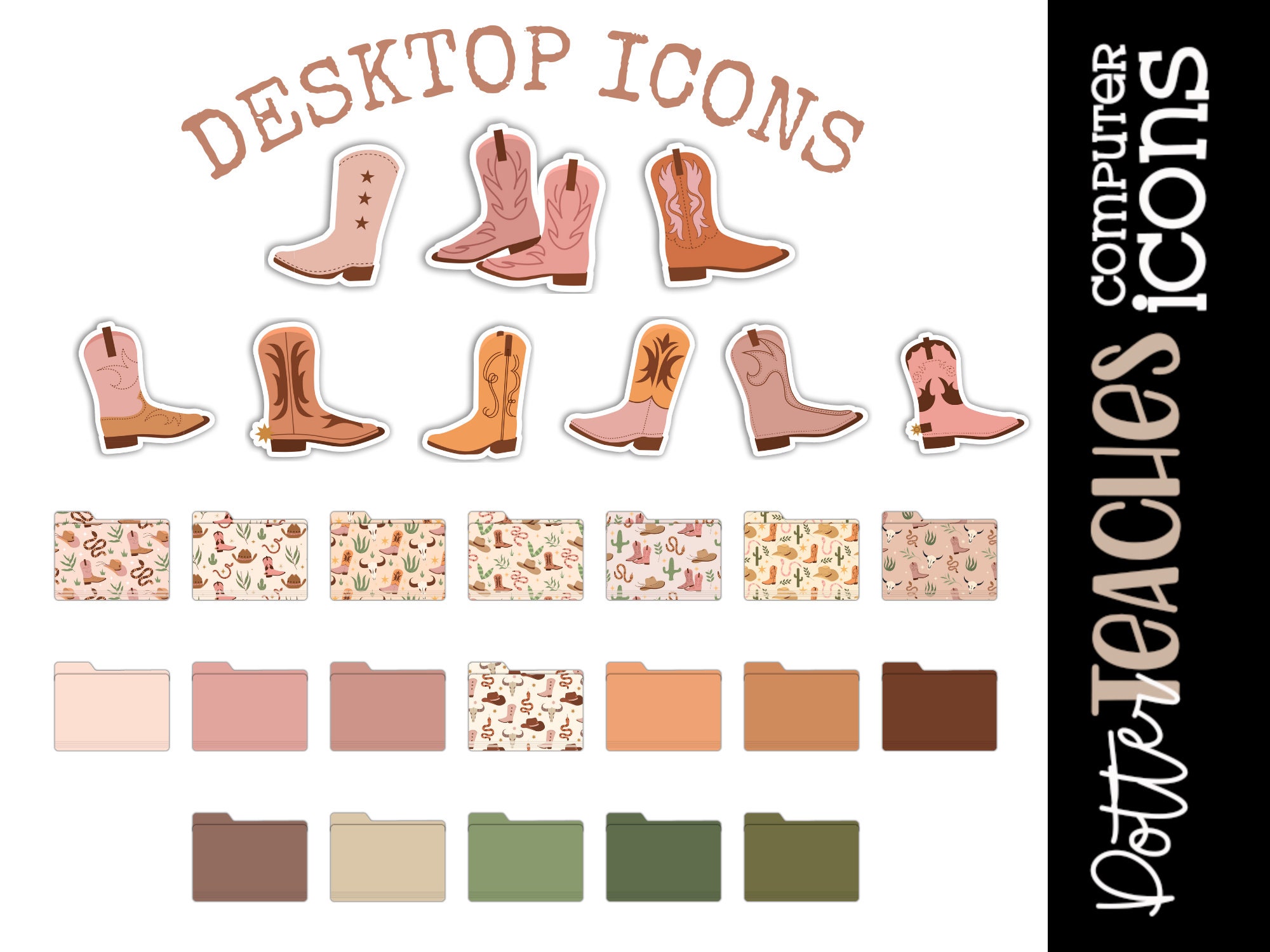 Boot Pack Computer Icons 130-164 western Boots Folder Mac - Etsy