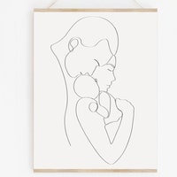 Abstract Family Line Art, Family Line Drawing, Dad Mom and Baby Line ...