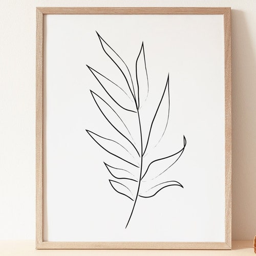 Minimalist Leaf Print Botanical Line Art Print Printable - Etsy