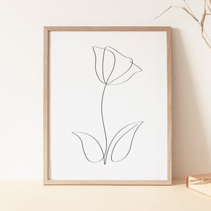 One Line Flower Art, Poppy Line Art, One Line Printable, Poppy Line ...