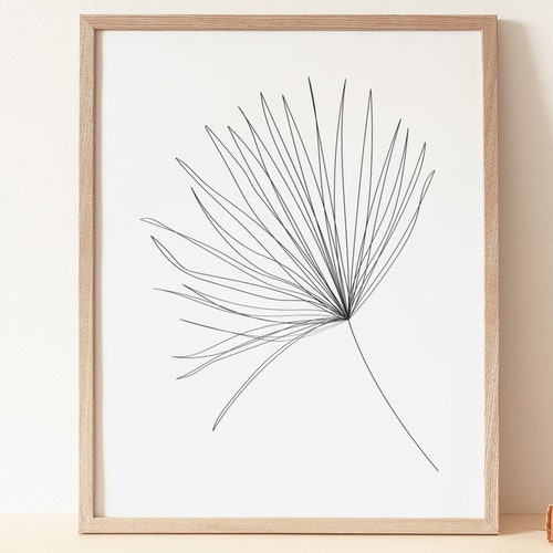 Minimalist Leaf Print Botanical Line Art Print Printable - Etsy
