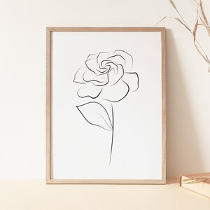 Gardenia Line Art, Printable Wall Art, Flower Line Art, Gardenia Flower ...