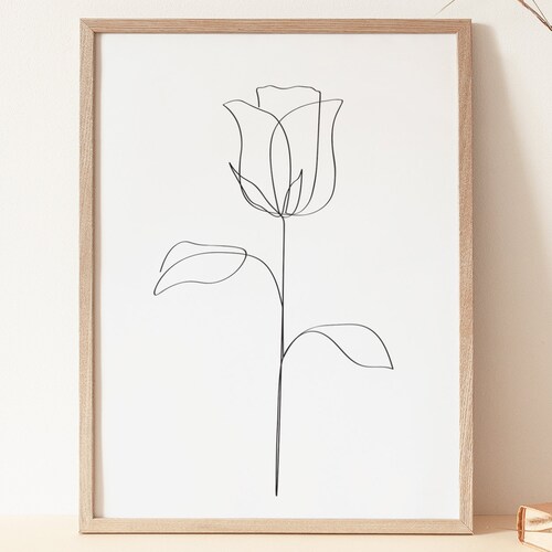 Rose Line Art Print Rose Print Continuous Line Art Drawing - Etsy