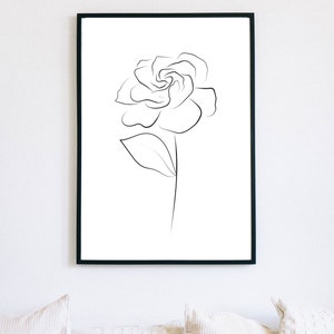Gardenia Line Art, Printable Wall Art, Flower Line Art, Gardenia Flower ...