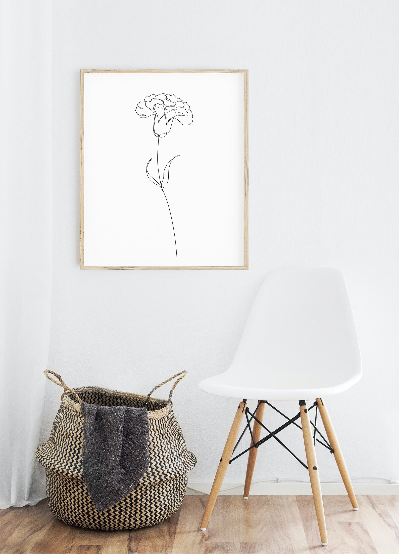 One Line Art Carnation One Line Flower Art Carnation | Etsy