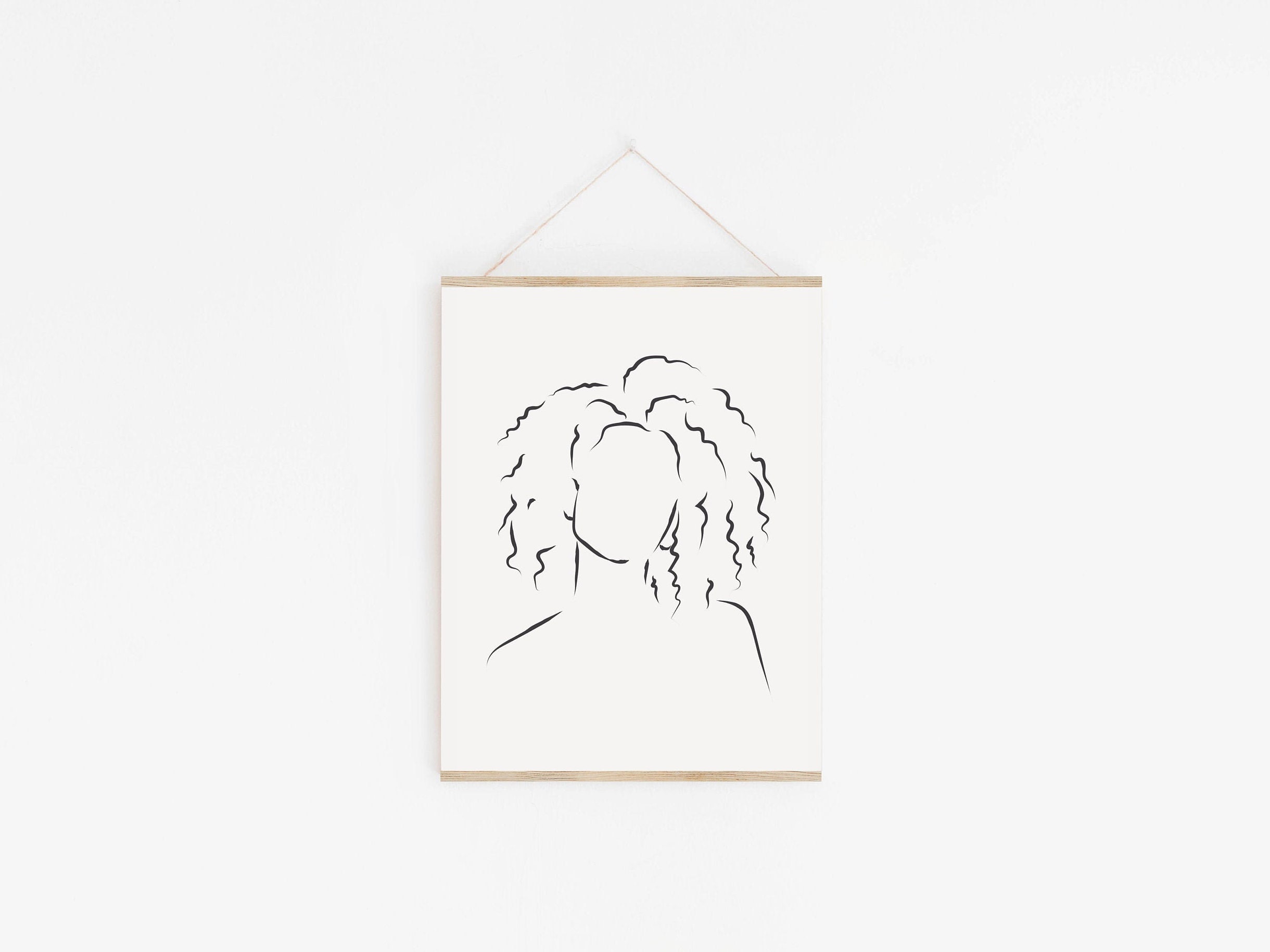 Minimalist Afro Hair Line Art African Woman Modern Art | Etsy