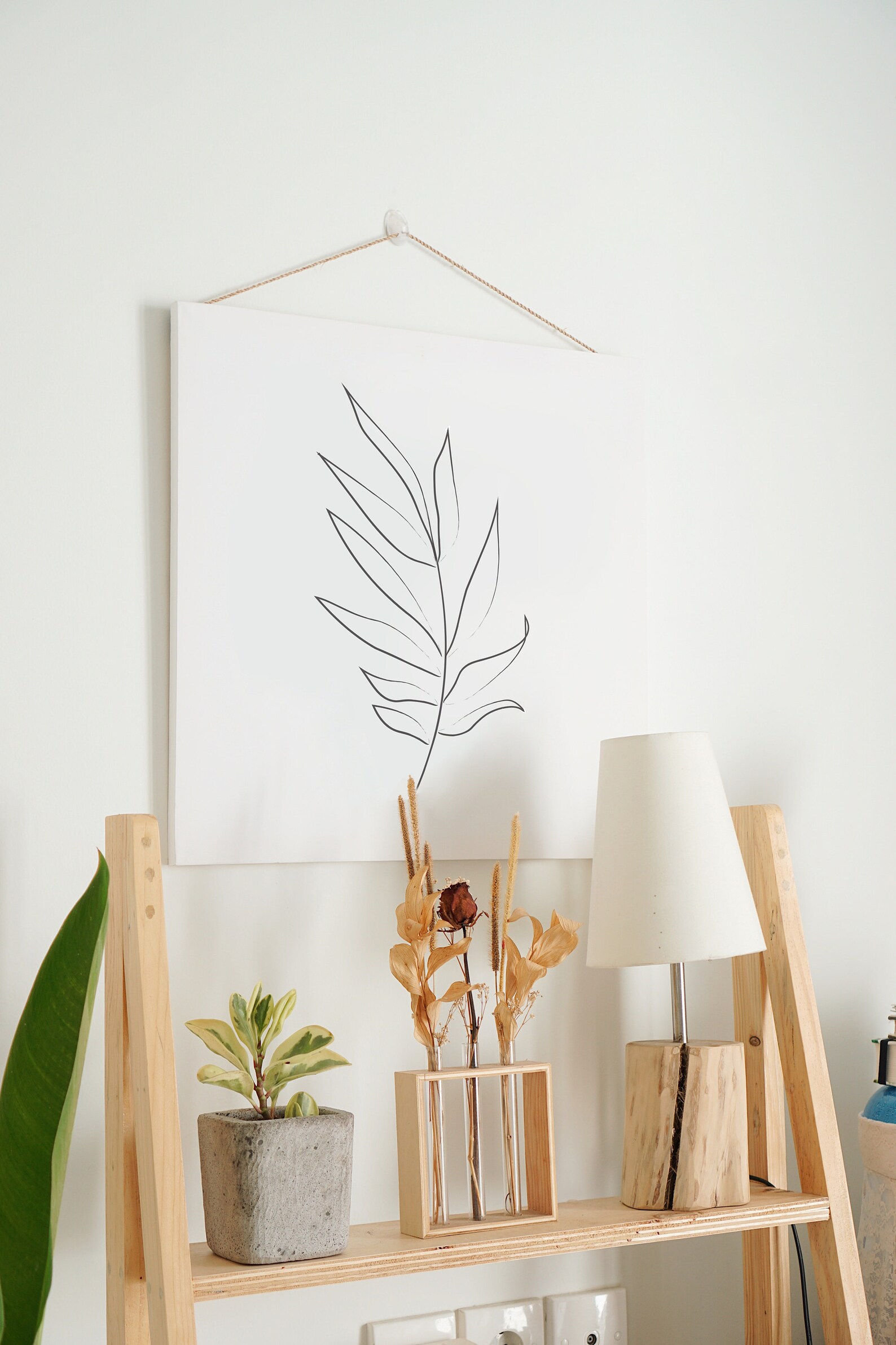 Minimalist Leaf Print Botanical Line Art Print Printable | Etsy