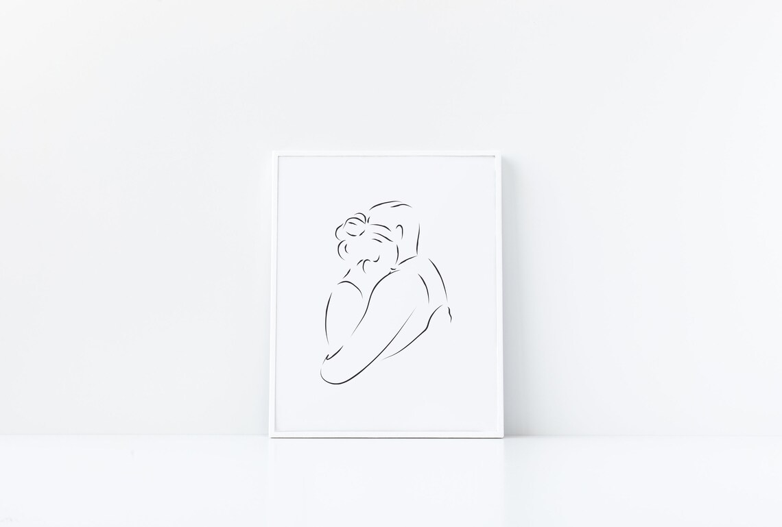 Abstract Couple Line Art Romantic Couple Portrait Poster | Etsy
