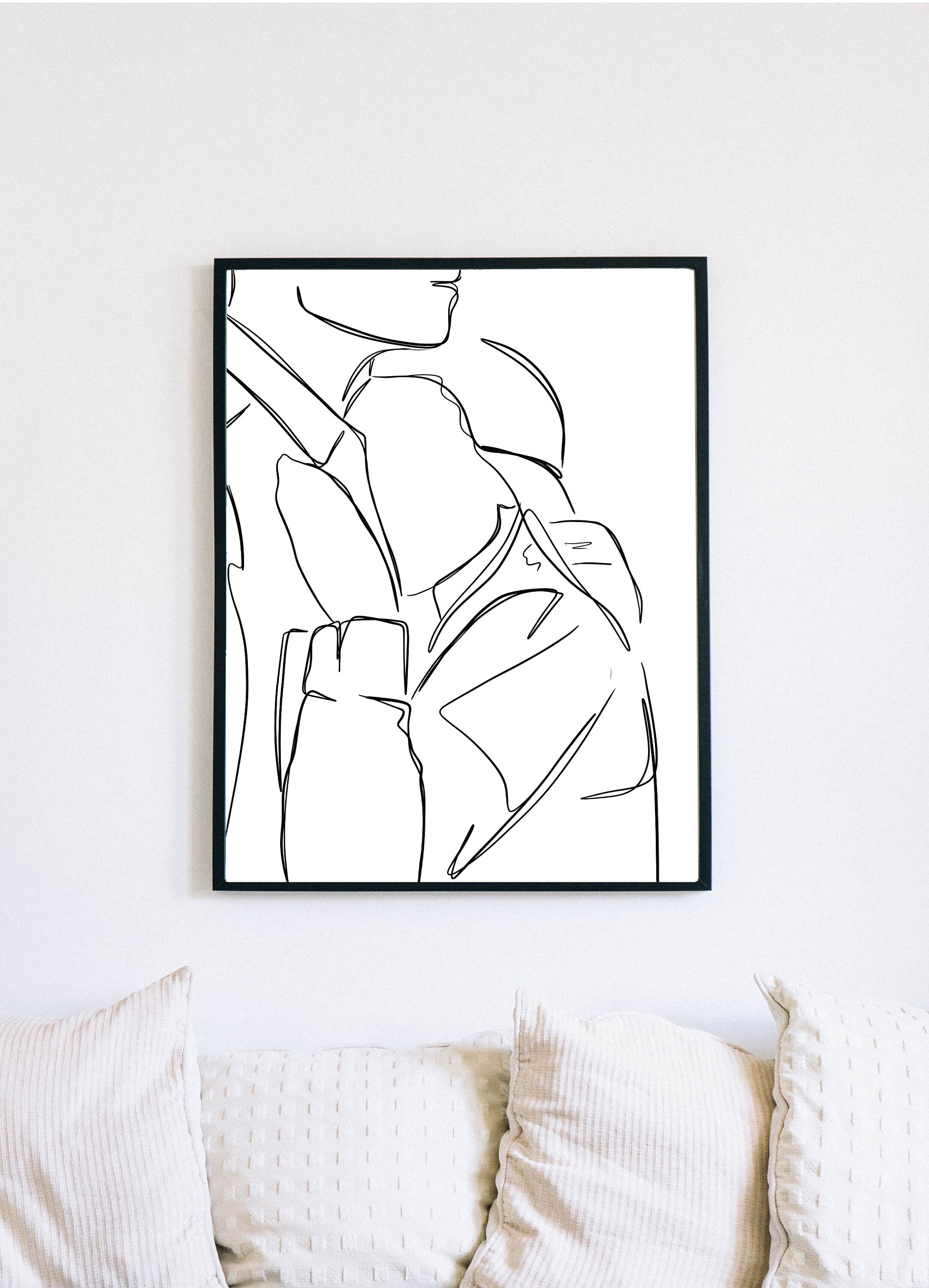 Abstract Couple Line Art Romantic Couple Portrait Poster - Etsy