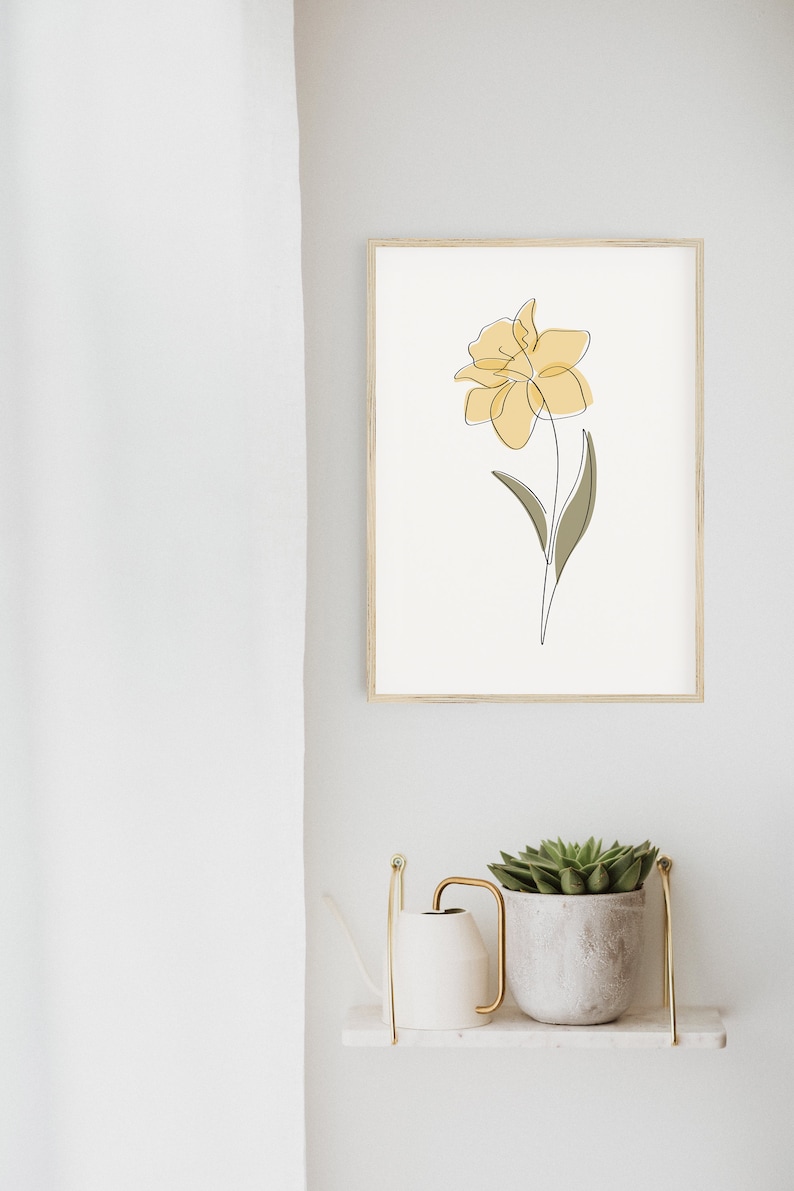Daffodil One Line Flower Print Earth Tone Line Art One Line - Etsy