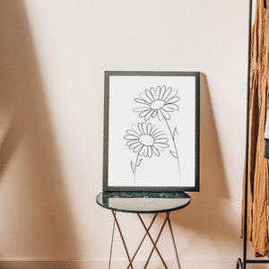 Daisies Line Art, Daisies Art Print, Printable Wall Art, Minimalist ...