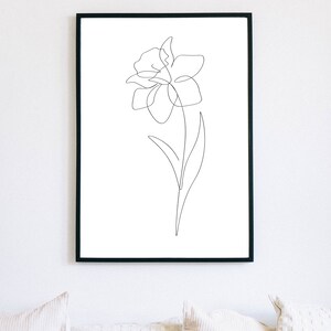 One Line Daffodil, Daffodil Print, Flower Line Art, Minimalist Art ...