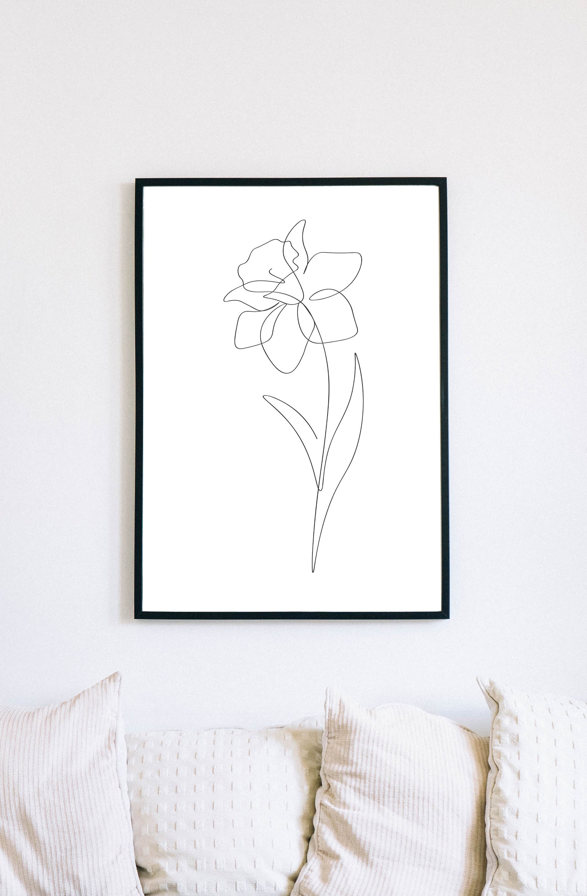 One Line Daffodil Daffodil Print Flower Line Art Minimalist | Etsy